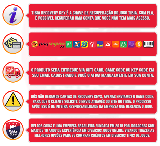 Tibia Recovery Key - Rei dos Coins | www.ReidosCoins.com.br